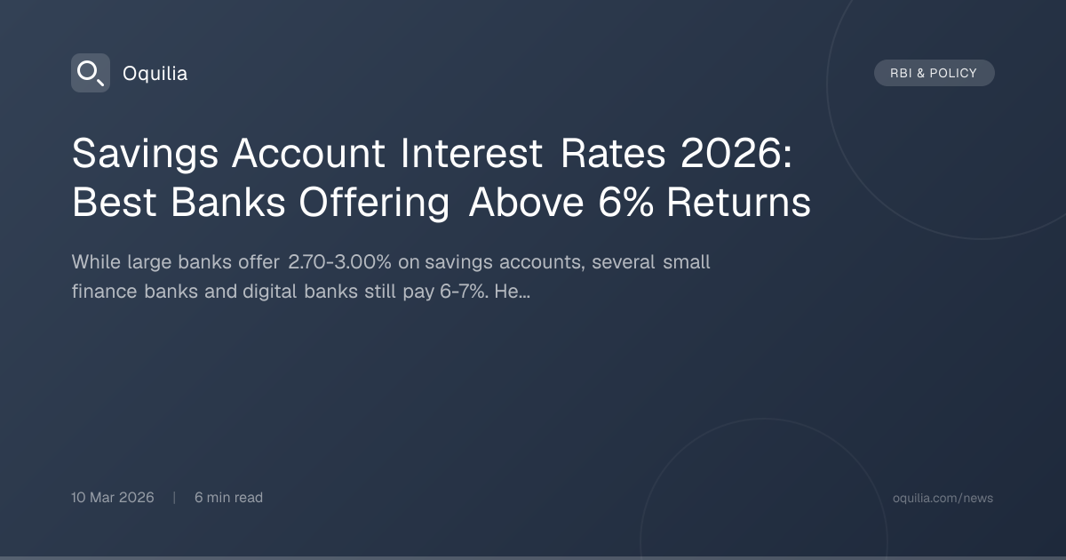 Savings Account Interest Rates 2026: Best Banks Offering Above 6% ...